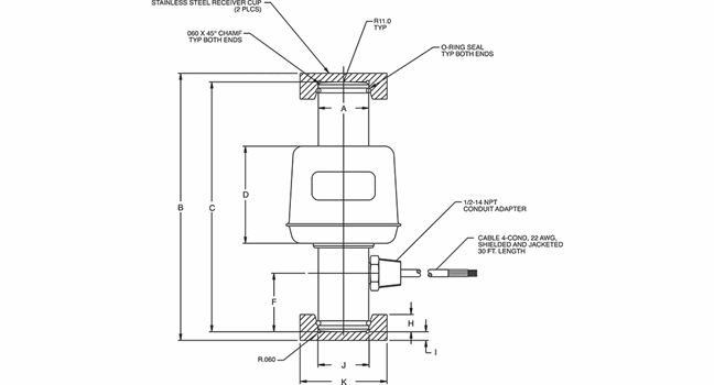 Rice Lake RLSCA-50K Stainless Steel, Rocker Column Load Cell