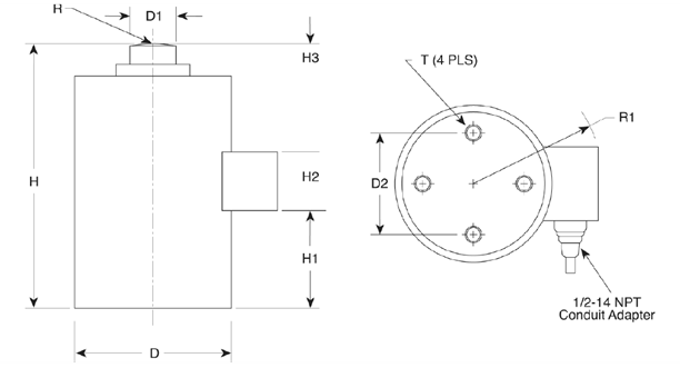 VPG Revere 792 Stainless Steel, Compression Canister Load Cell
