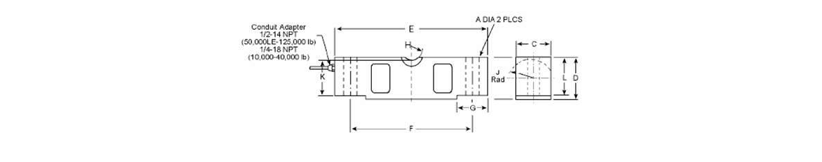 VPG Sensortronics 65058A Alloy Steel, Double-ended Beam Load Cell